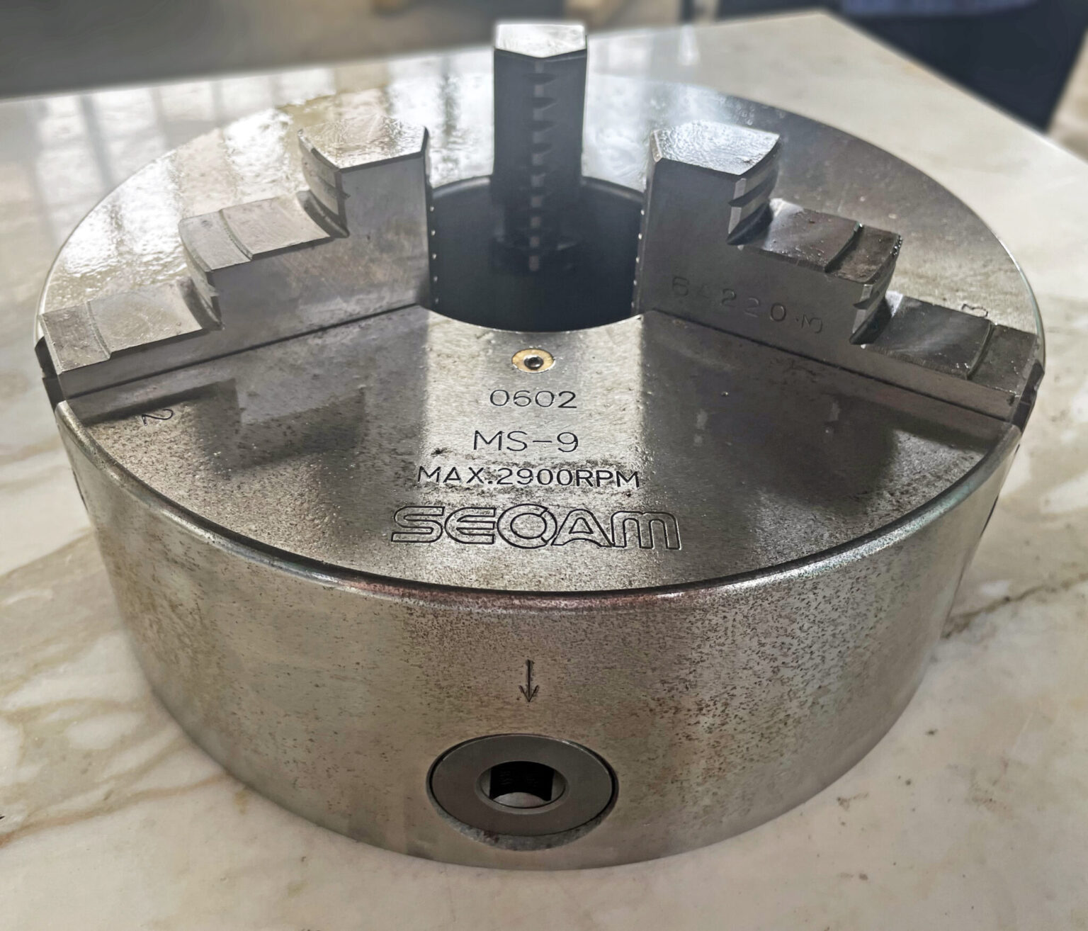 SEOAM 9" Solid 3-Jaw Chuck with Flat Back Mount - Norman Machine Tool