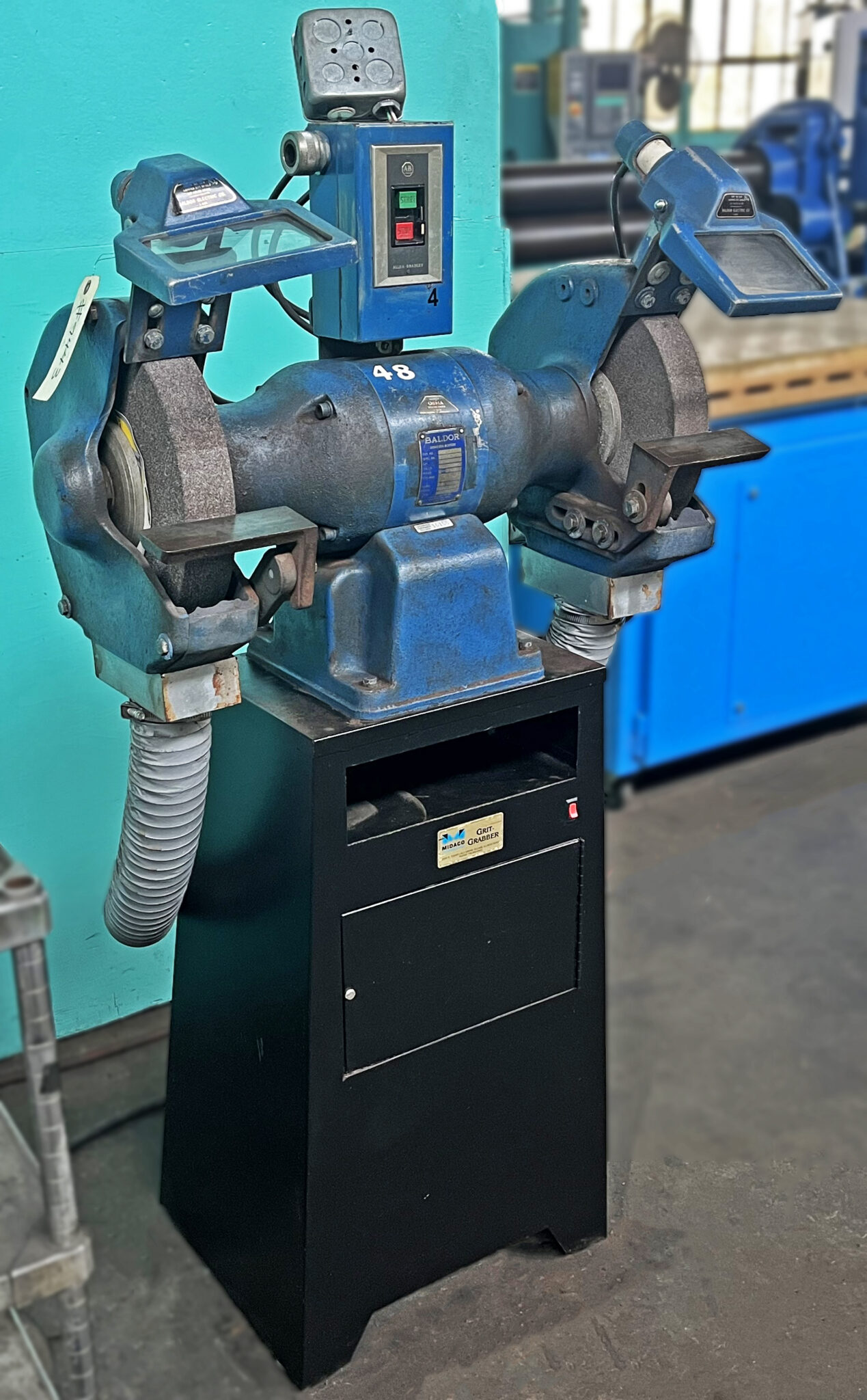 Baldor 12" Industrial Grinder with Grit Grabber Dust Collector Base ...